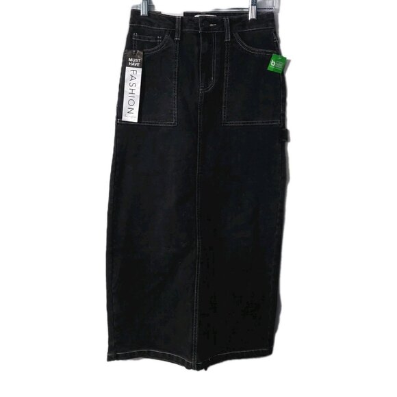 love, Fire | Skirts | Love Fire Skirt Black Size Back Slit Denim Jean ...